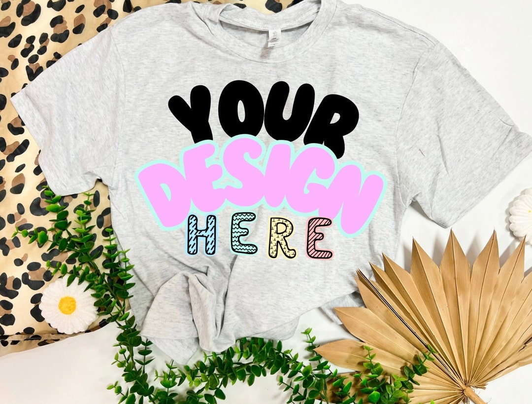Ash Grey Flat Lay Tee Mock Up - Etsy