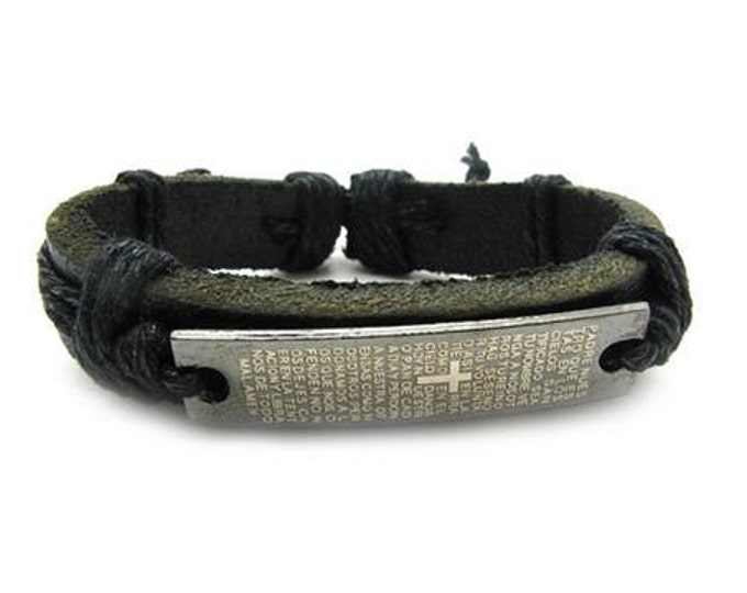 Leather Cross Scripture Bracelet - Etsy