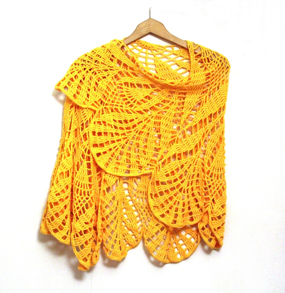 Crochet Shawl Bright Sunny Yellow, Large Floral Pattern - Etsy