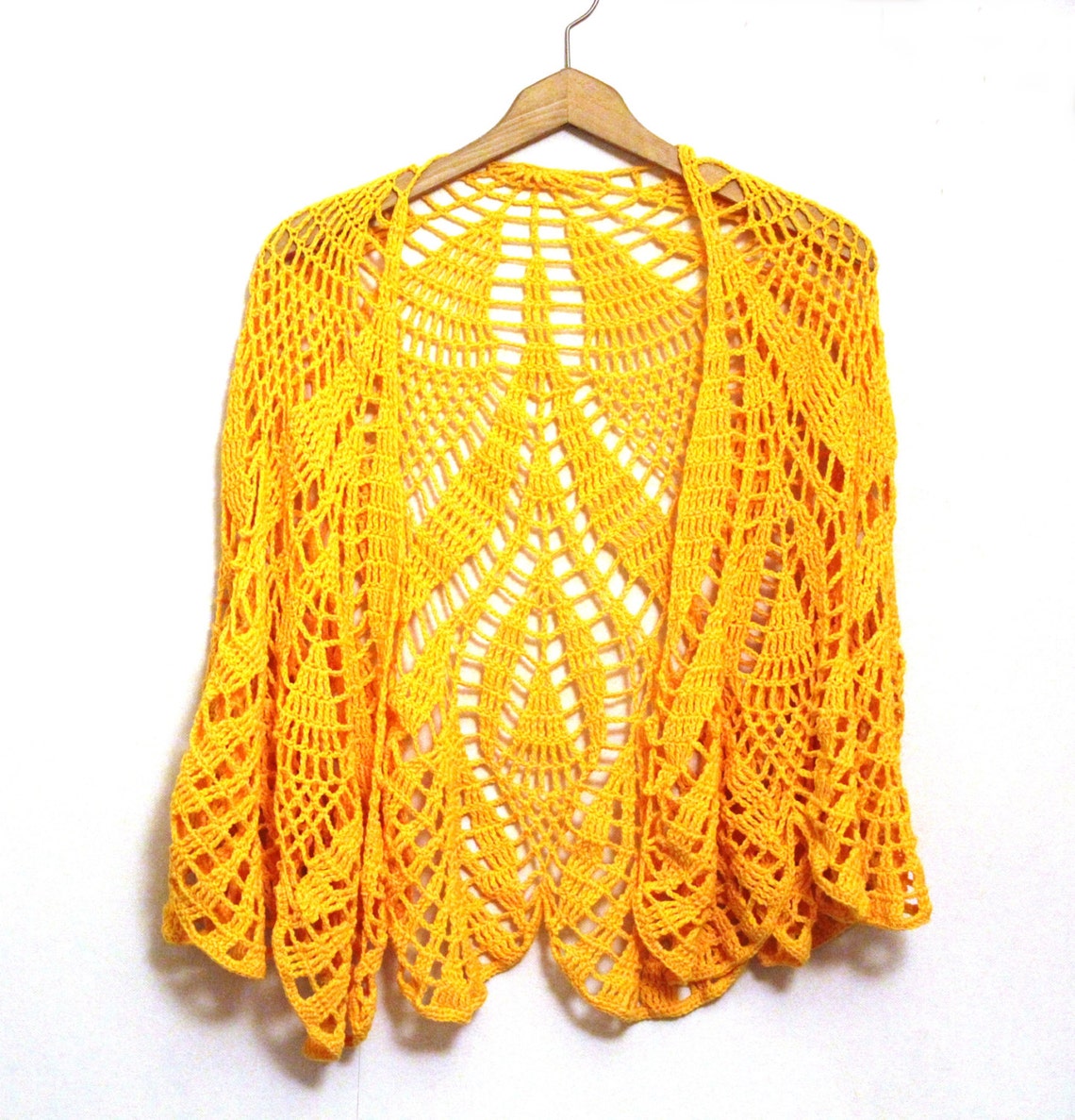 Crochet Shawl Bright Sunny Yellow, Large Floral Pattern - Etsy