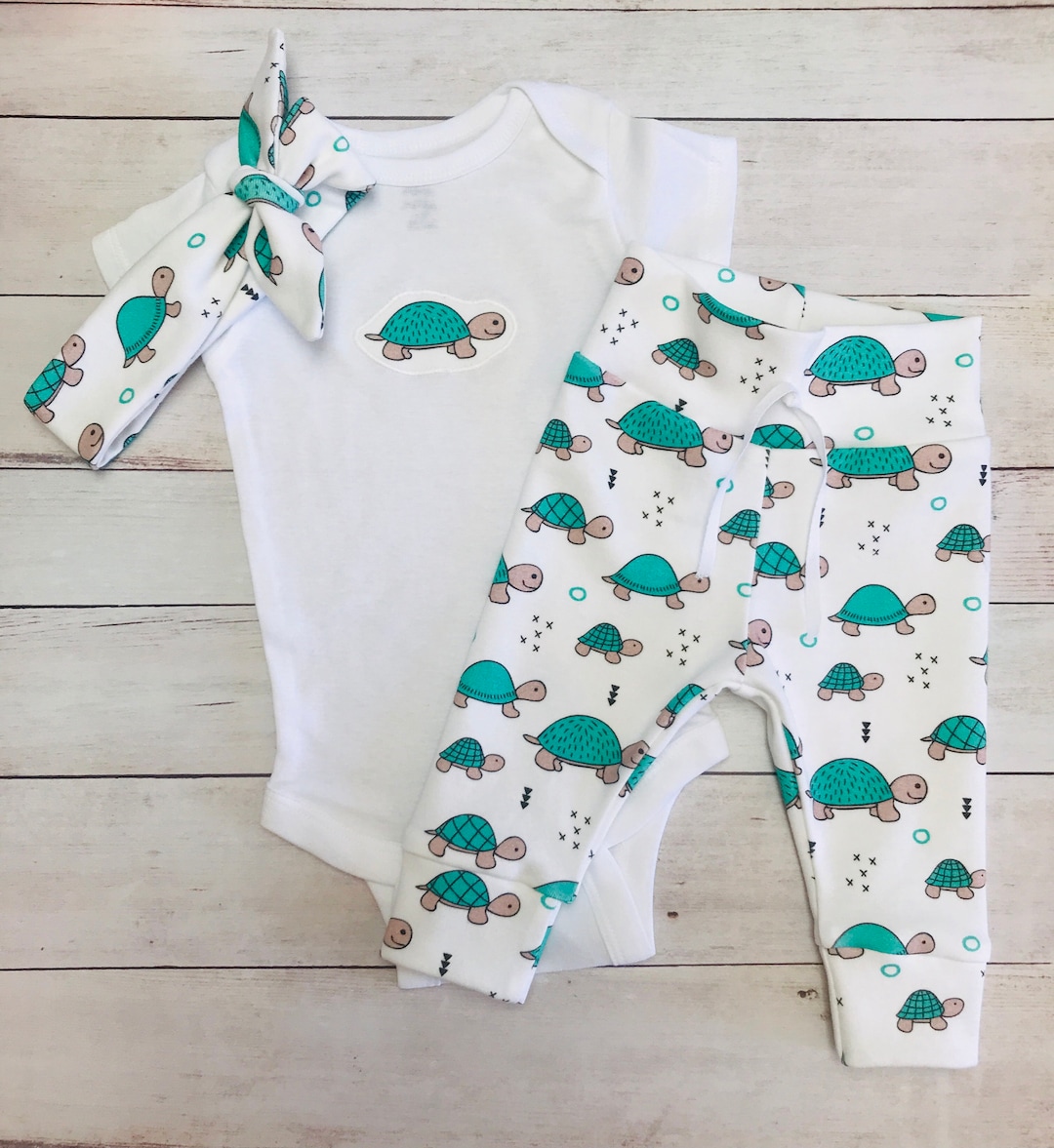 Baby Girl Outfit, Turtle Organic Baby Clothes, Coming Home Baby, Nature ...