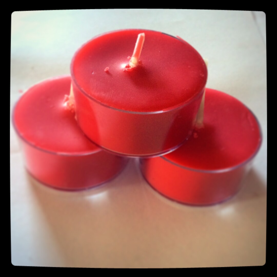 Winter Candy Apple Tea Lights - Soy Tea Light Candles - One Dozen - Set ...
