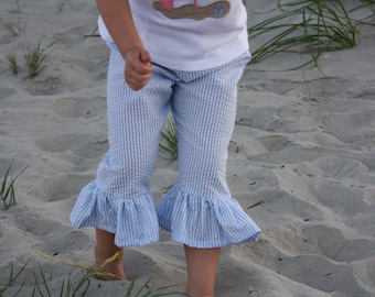 Seersucker Ruffle Shorts Blue Pink Khaki Gray Navy or Lime | Etsy