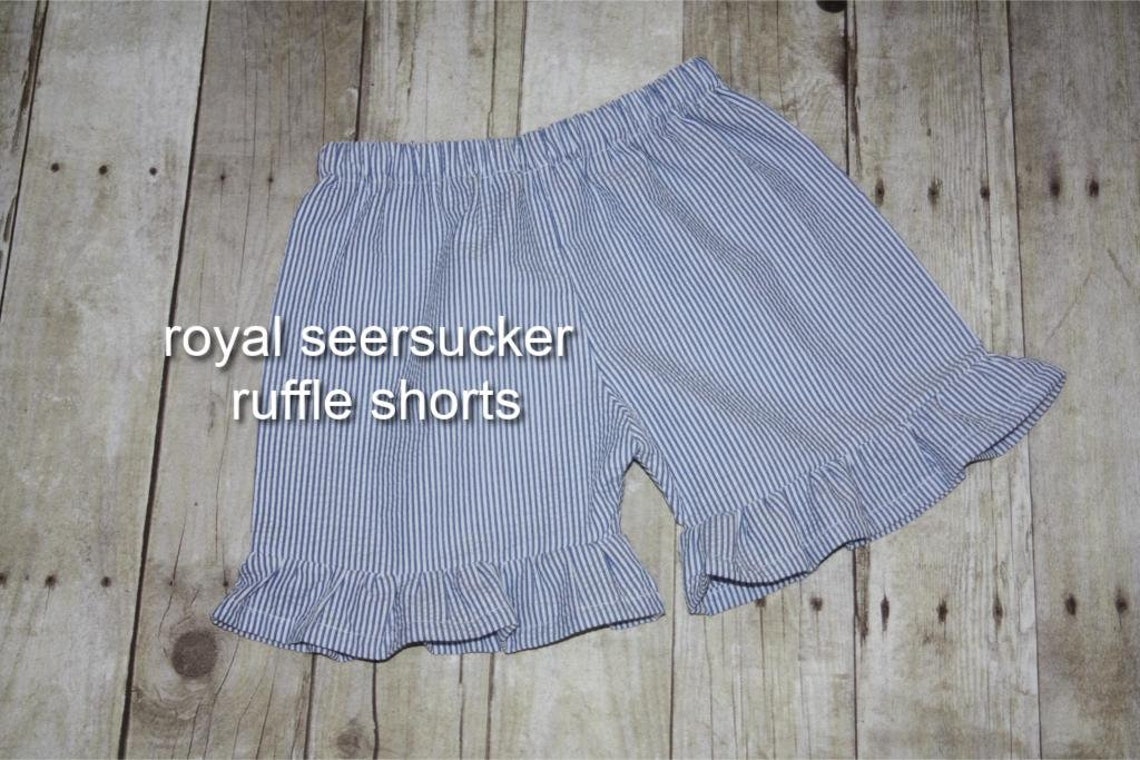 Seersucker Ruffle Shorts Blue Pink Khaki Gray Navy or Lime - Etsy