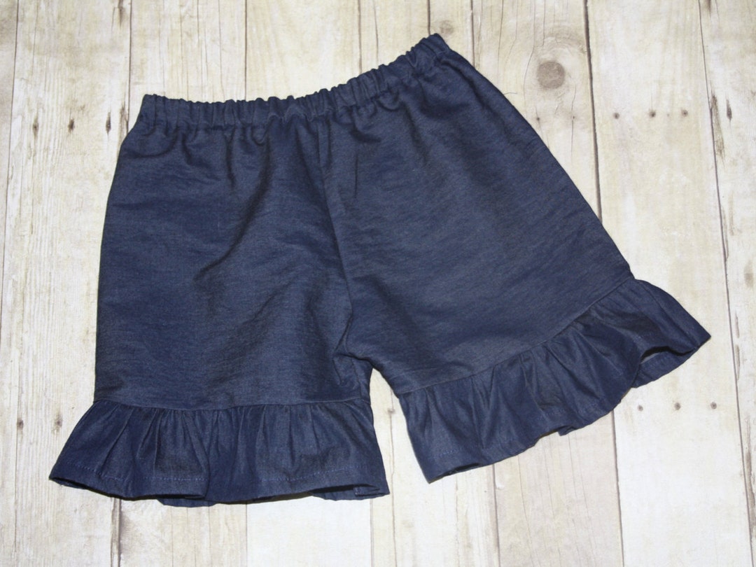 Teen Tween Denim Chambray Girls Ruffle Shorts Size 9/10, 11/12, 13/14 ...