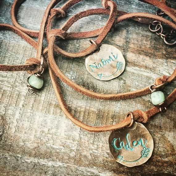 Custom leather wrap bracelet Personalized Mom bracelet | Etsy