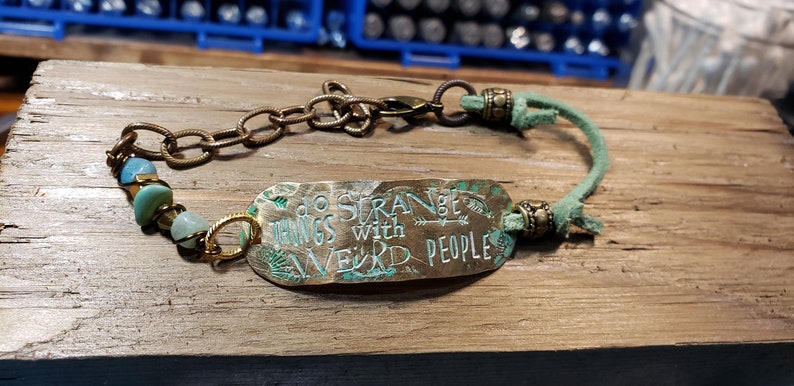 Do strange things with weird people mixed media bracelet | Etsy