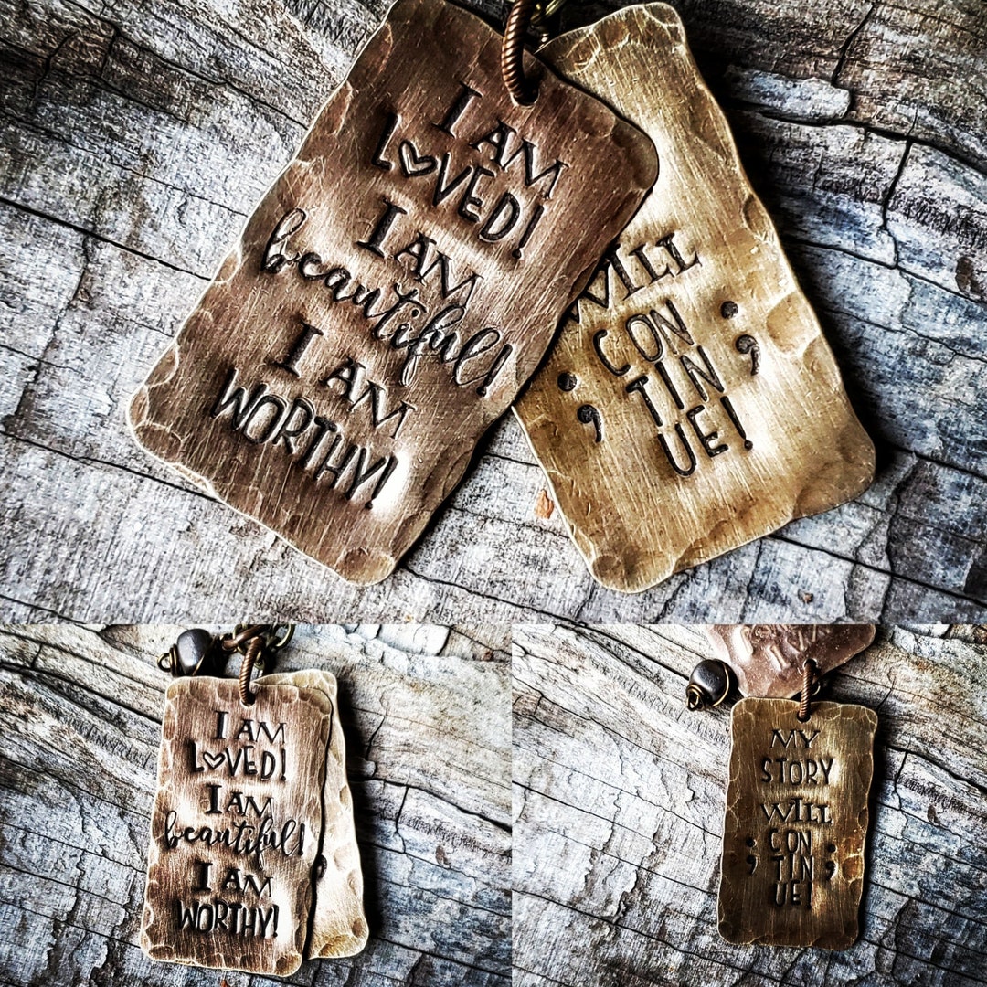 Inspirational Metal Stamped Tag, I Am Loved, Worthy, Beautiful - Etsy