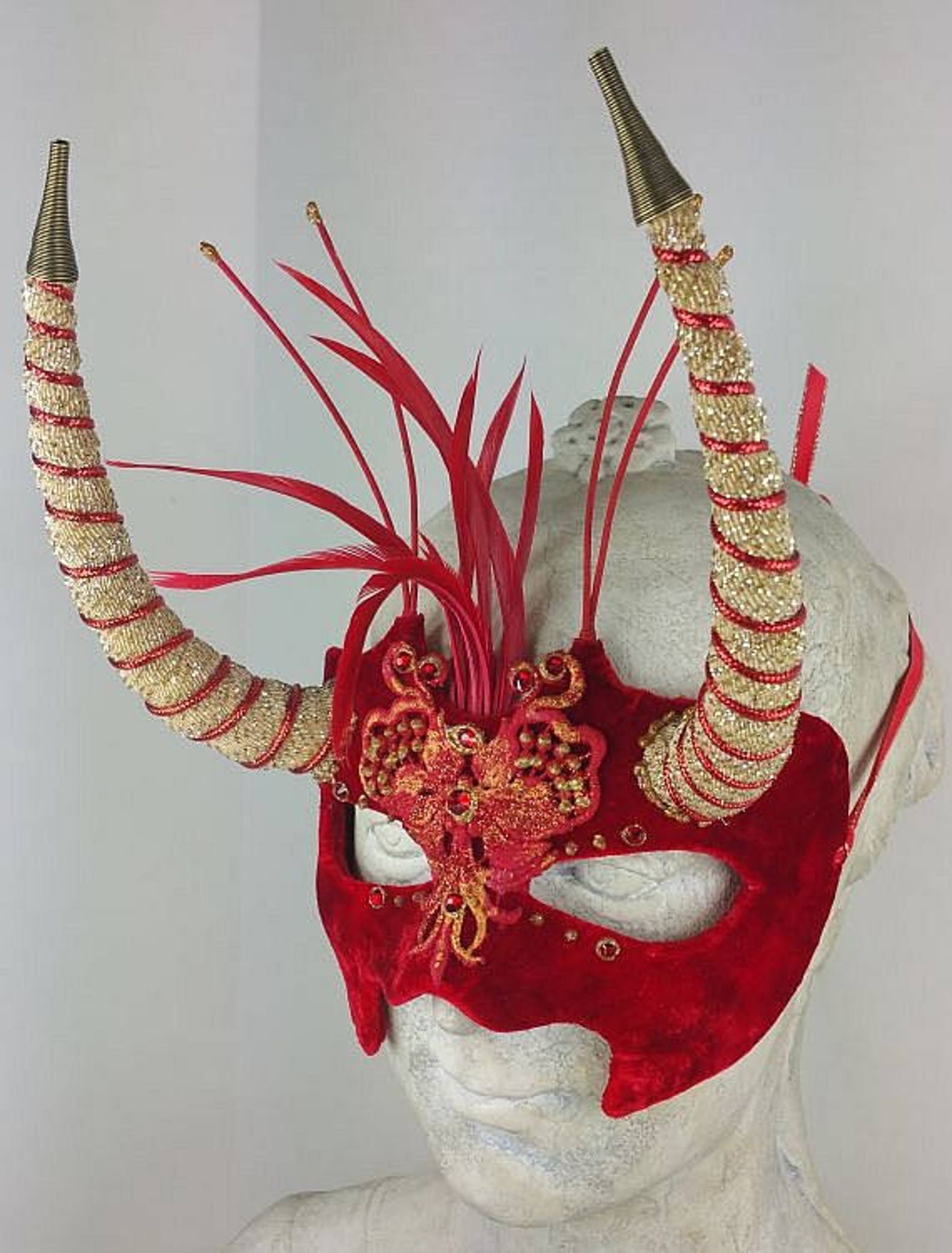 Red Masquerade Mask/masquerade Mask Red/mask - Etsy