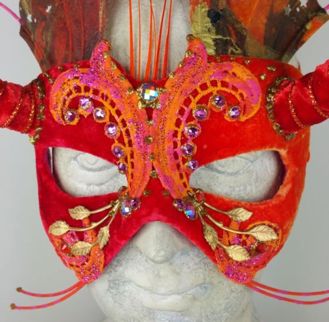 Orange Masquerade Mask//masquerade Mask Orange//mask | Etsy