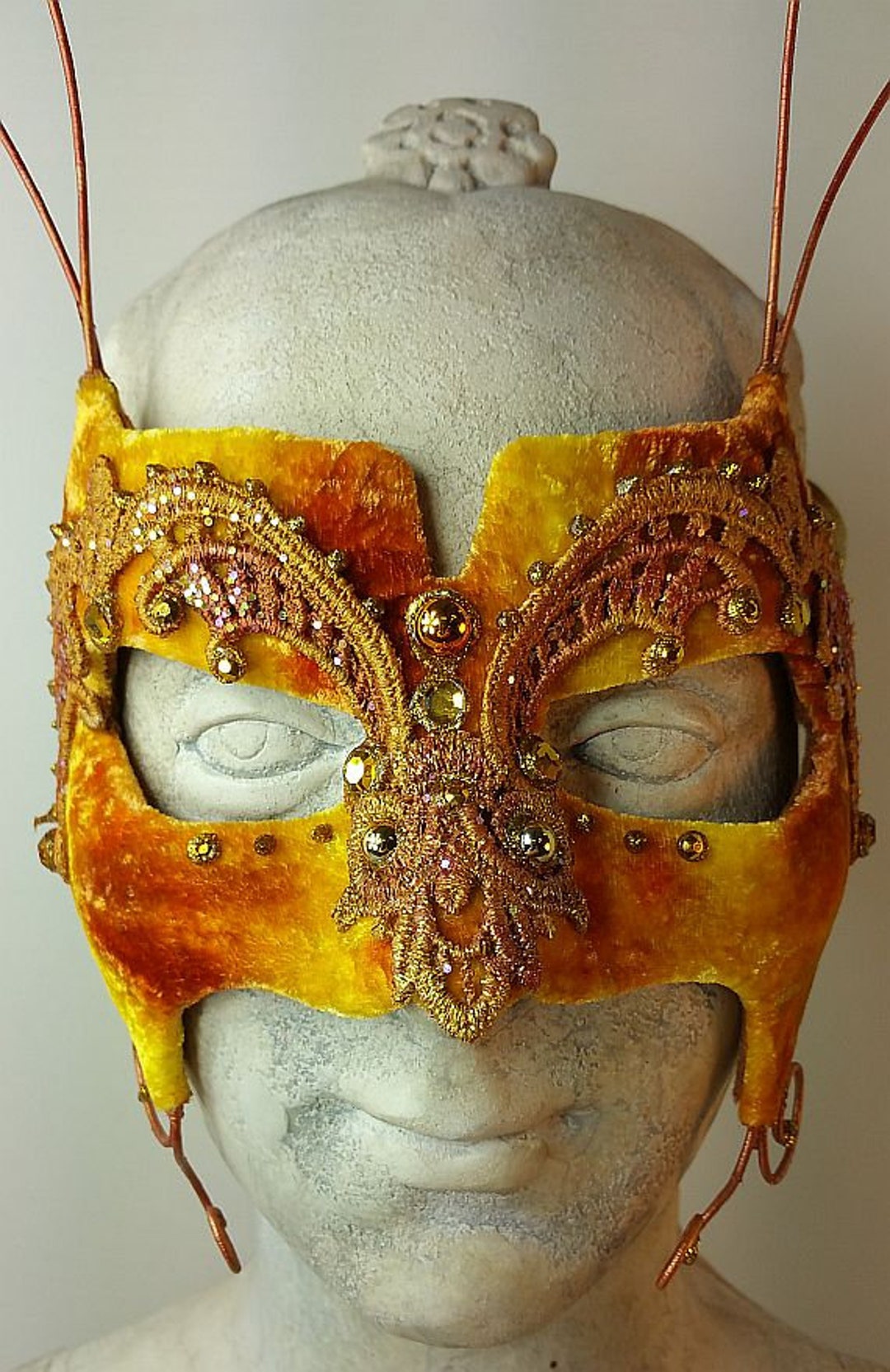Mens Costume Mask, Masquerade Ball Mask, Gold Halloween Mask, Mardi ...
