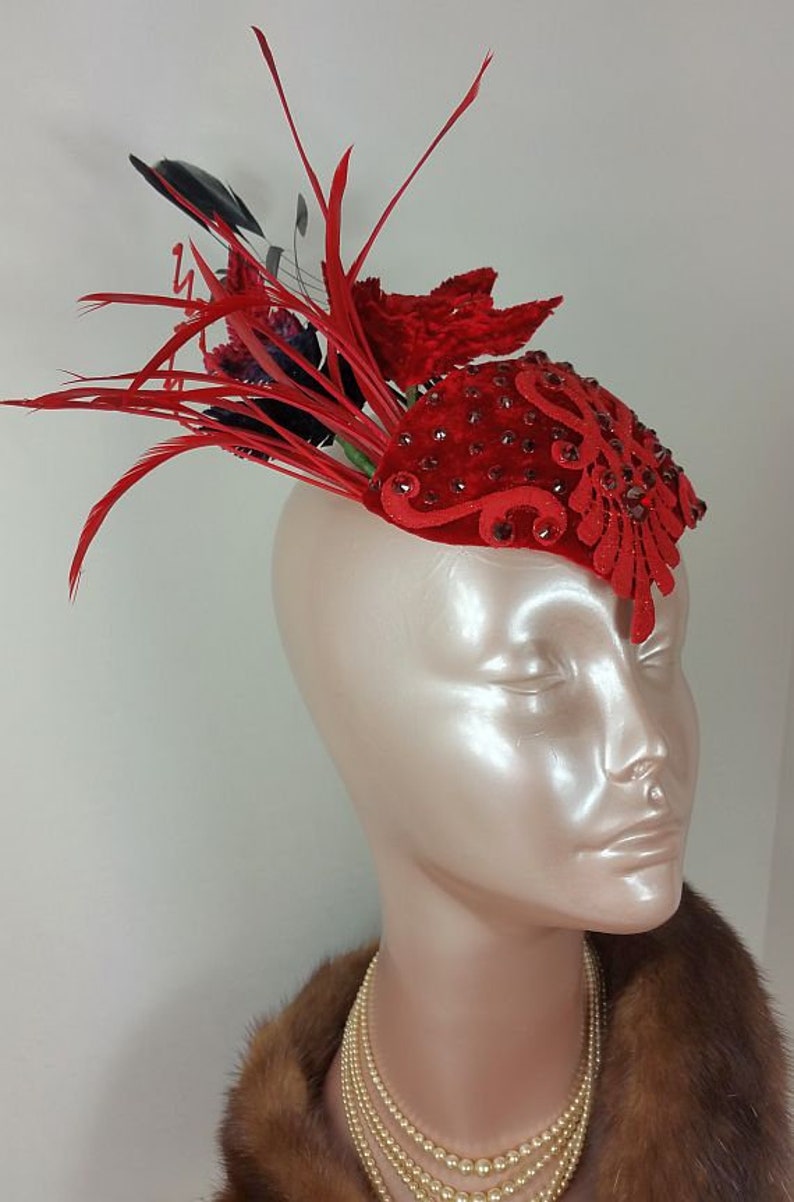 Red Fascinator Red Party Hat Red Mini Hatwedding Fascinator - Etsy