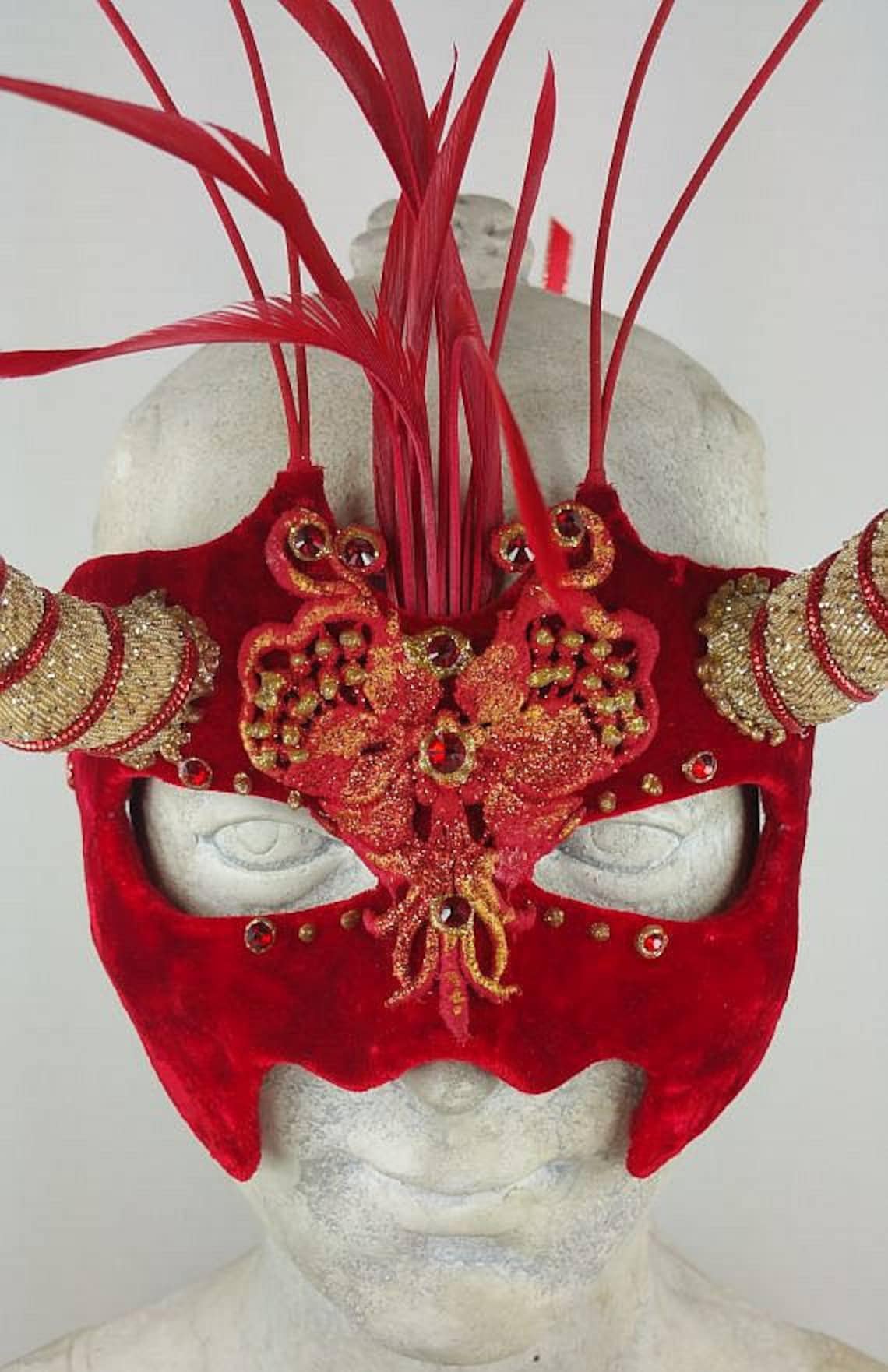 Red Masquerade Mask/masquerade Mask Red/mask | Etsy