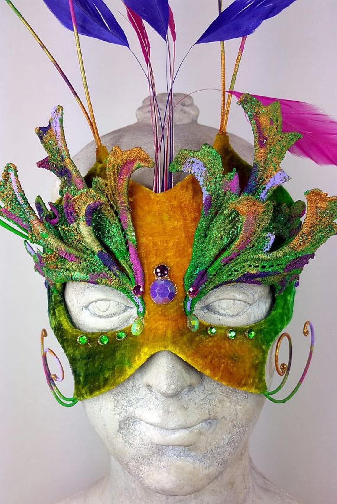 Green Rainbow Leaf Faerie Masquerade Mask//masquerade | Etsy