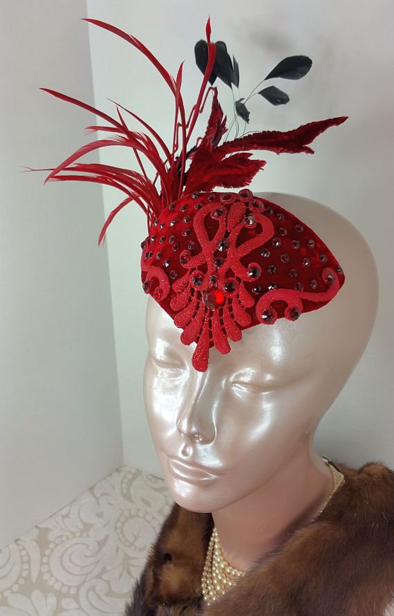 Red Fascinator Red Party Hat Red Mini Hatwedding Fascinator - Etsy