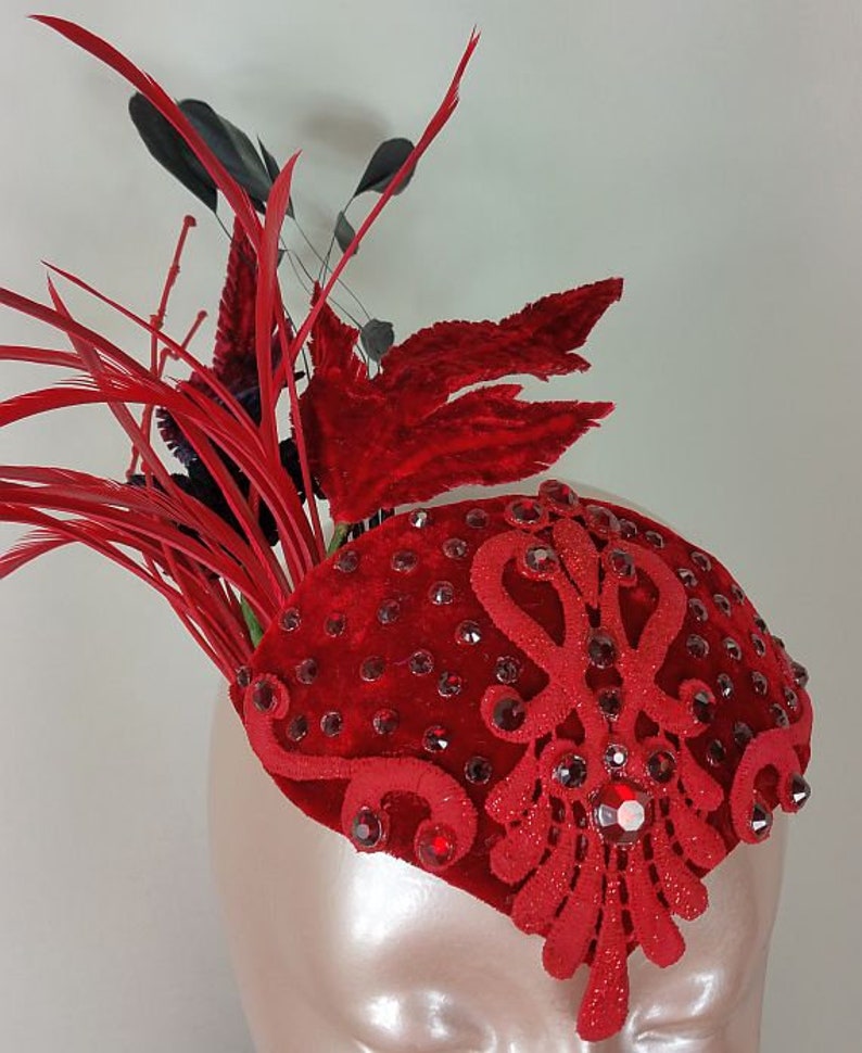 Red Fascinator Red Party Hat Red Mini Hatwedding Fascinator - Etsy