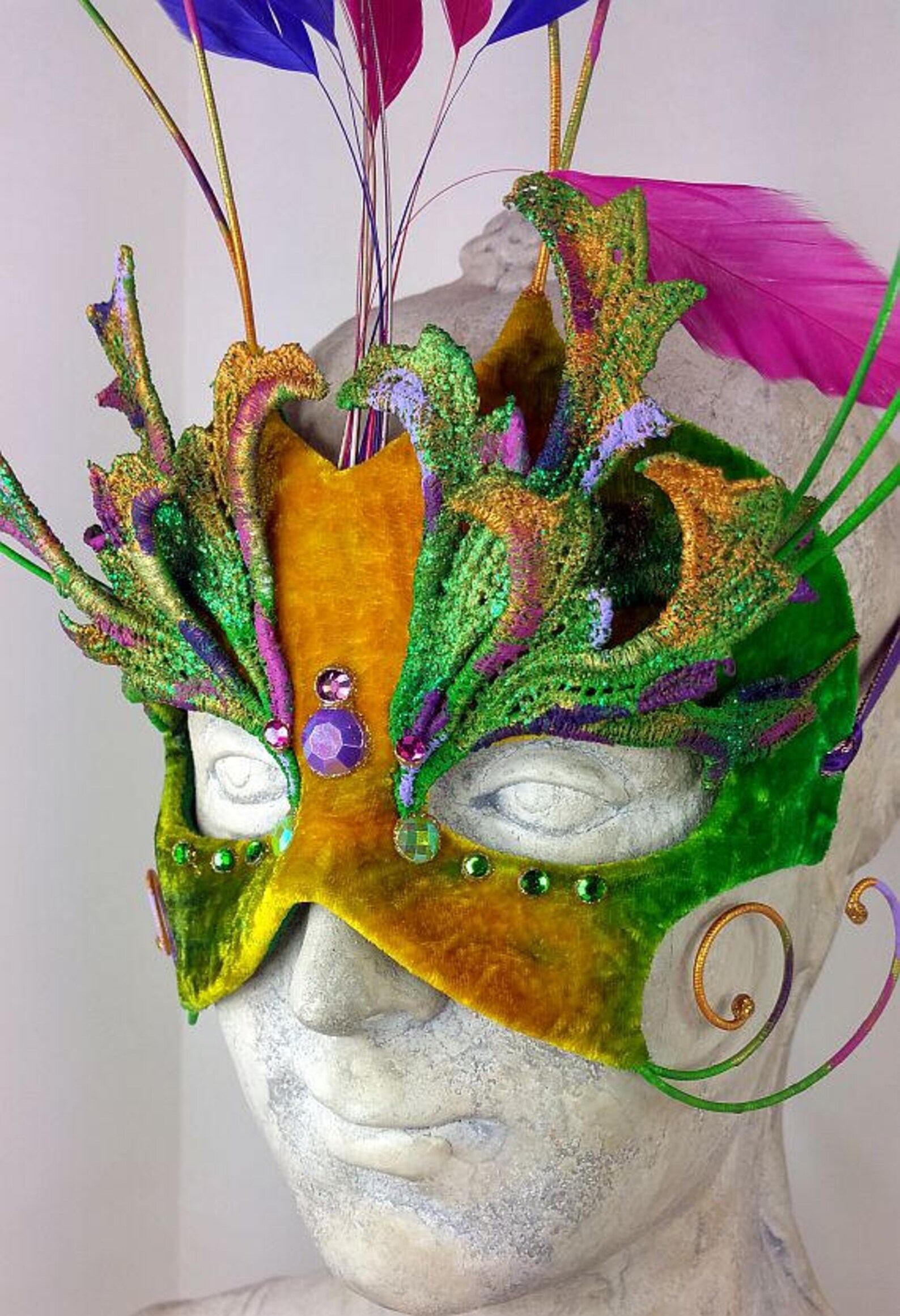 Green Rainbow Leaf Faerie Masquerade Mask//masquerade | Etsy