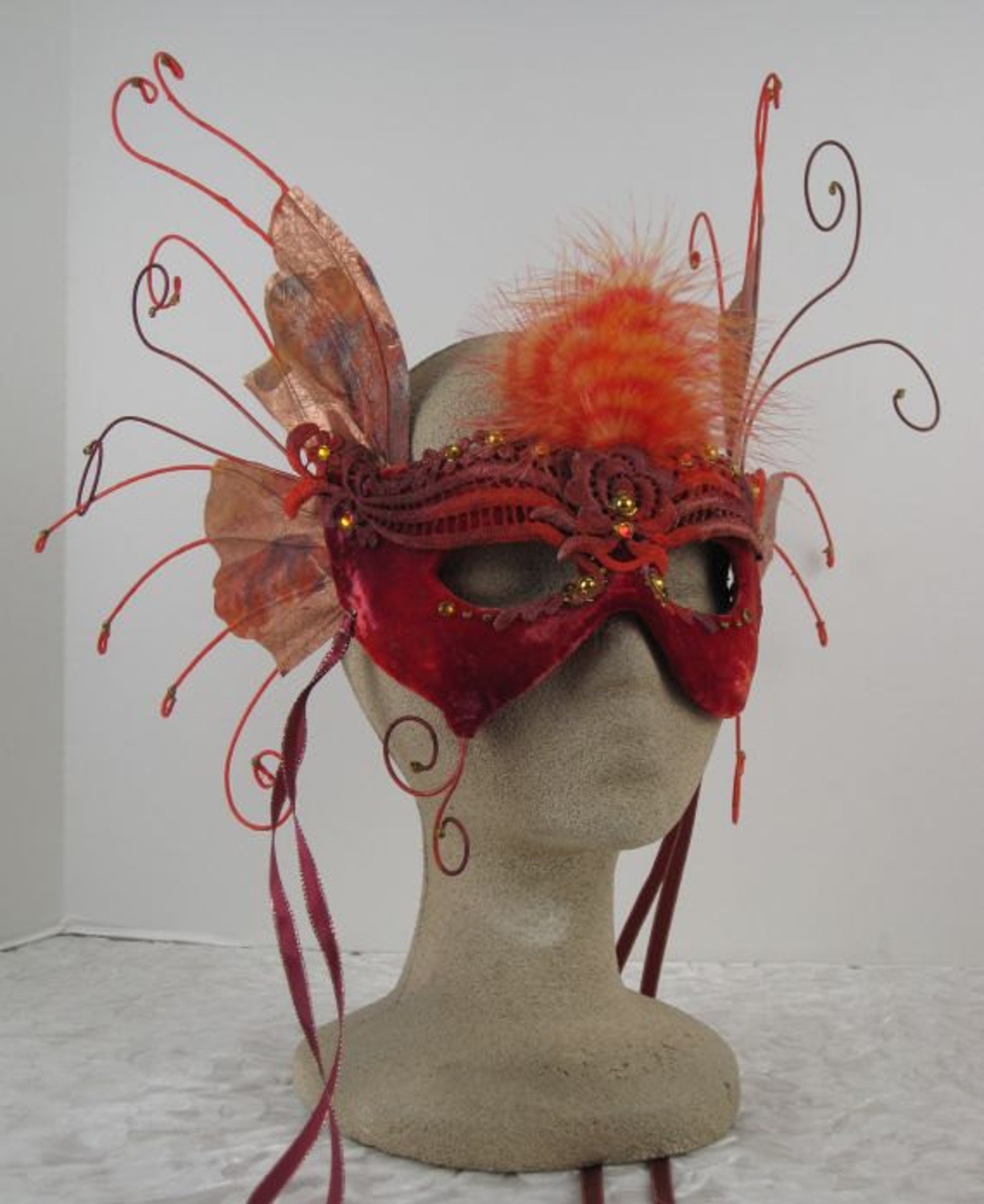 Red and Orange Masquerade Mask//masquerade Ball - Etsy