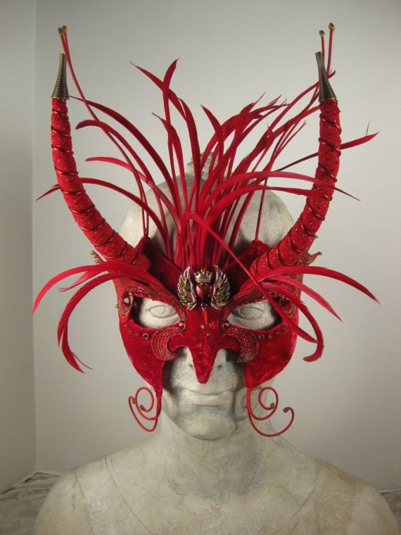 Red Demon Costume Mask Red Devil Masquerade Mask Masquerade | Etsy