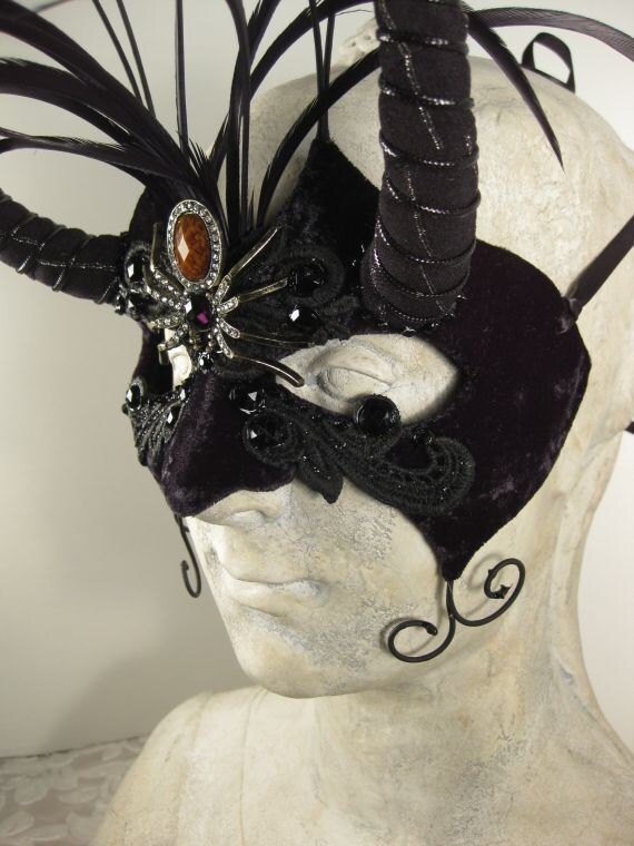 Masquerade Mask Black Spider//masquerade Ball Mask//halloween | Etsy