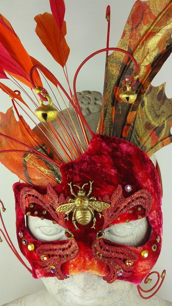 Red Wing Costume Mask Orange Masquerade Mask Bee Costume | Etsy