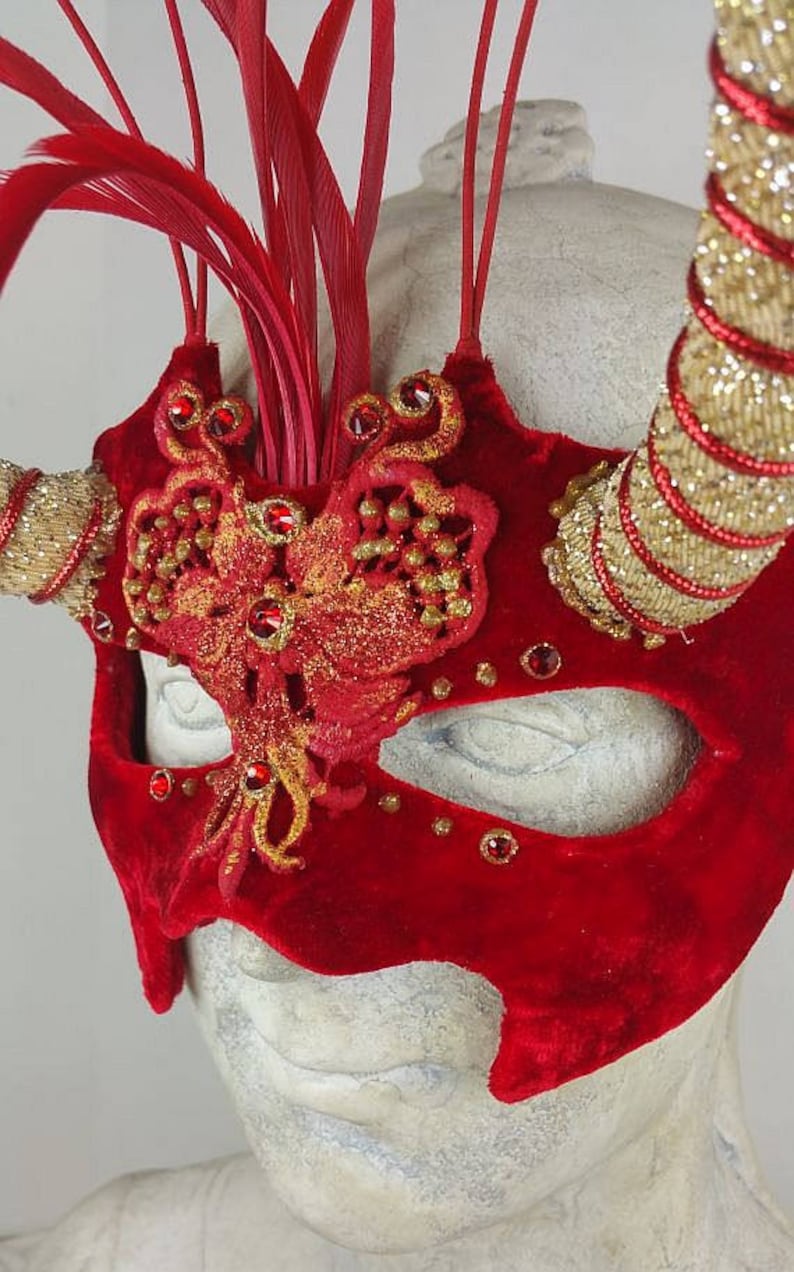 Red Masquerade Mask/masquerade Mask Red/mask | Etsy
