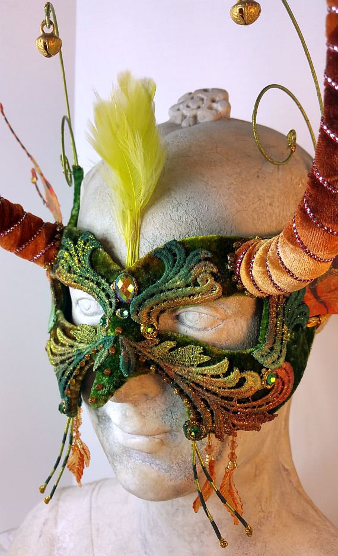 Green Costume Mask Horned Costume Mask Faerie Wing Mask - Etsy