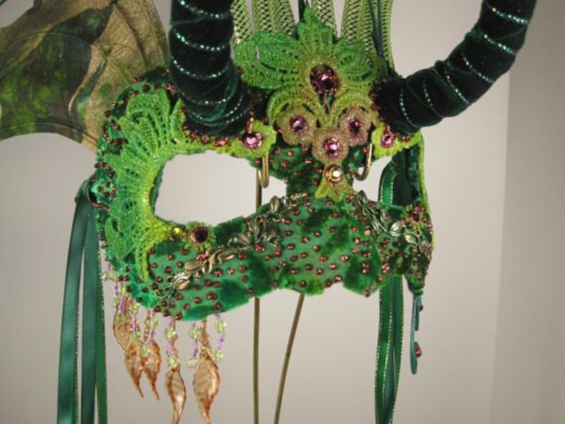Masquerade Mask Green Horned//masquerade Ball Mask//mask | Etsy