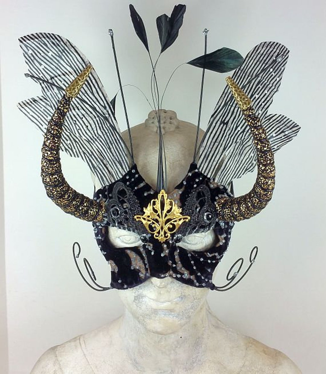 Black Gold Costume Mask,faerie Costume Mask,costume Party Mask ...
