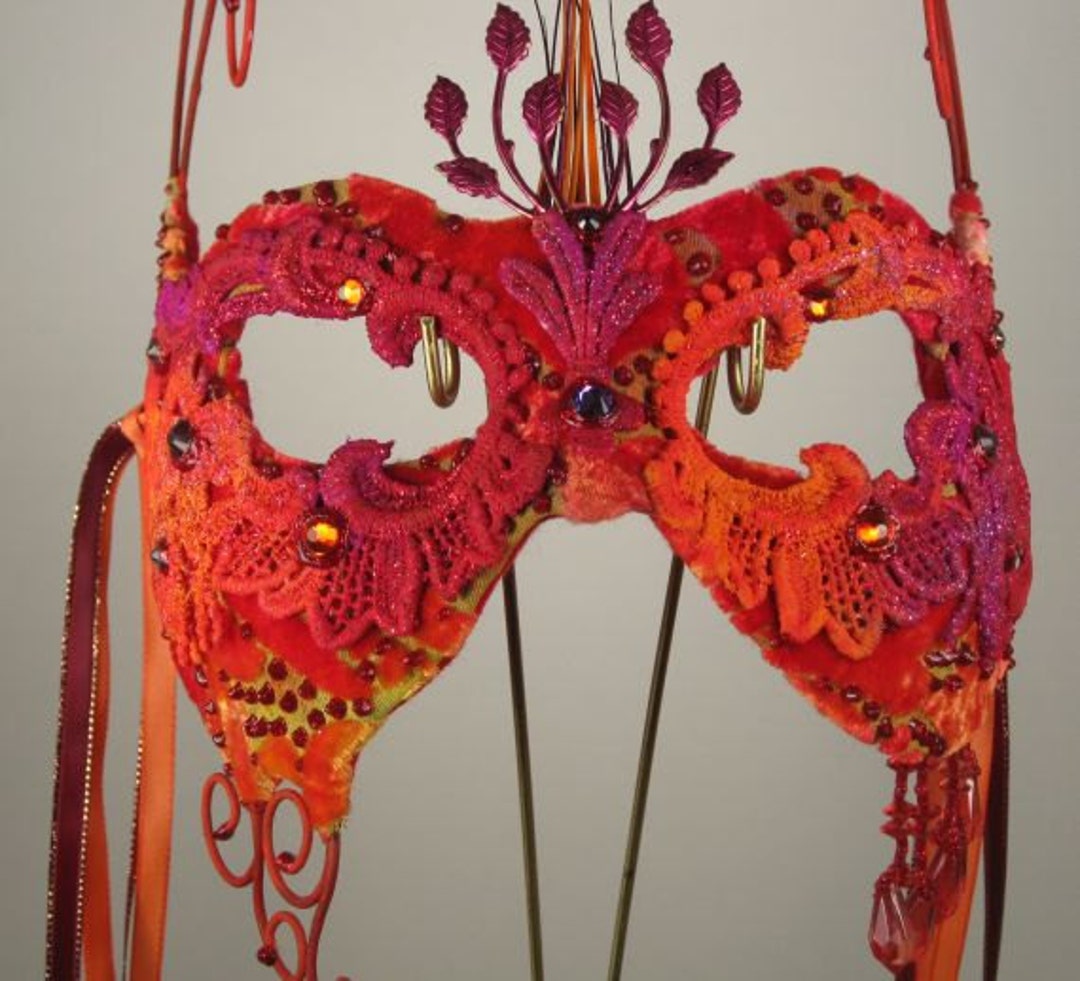Orange Red Masquerade Mask//masquerade Mask//mask Masquerade ...