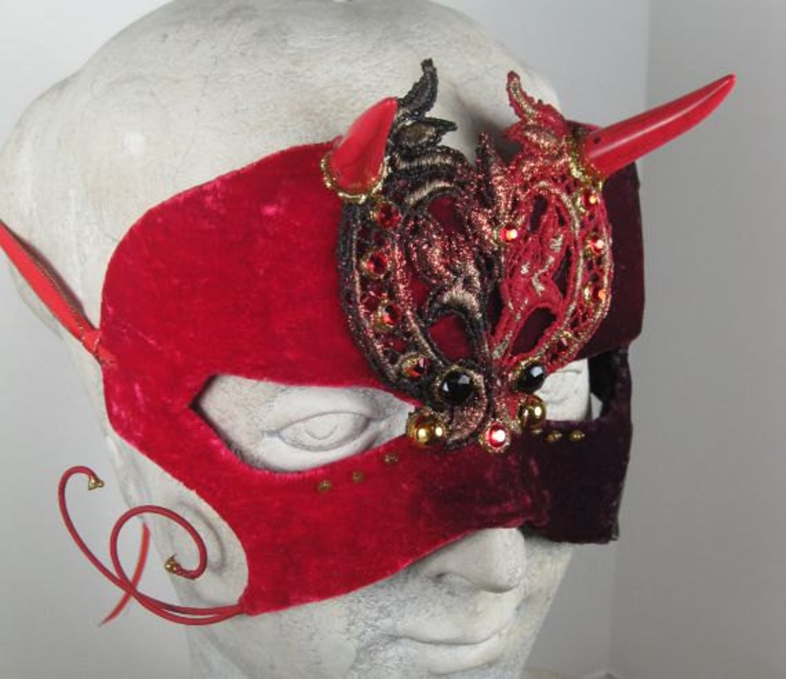 Red Devil Masquerade Mask//Masquerade Ball Mask//Mens | Etsy