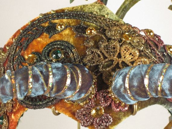 Green and Gold Horned Masquerade Headpiece With Wings// - Etsy