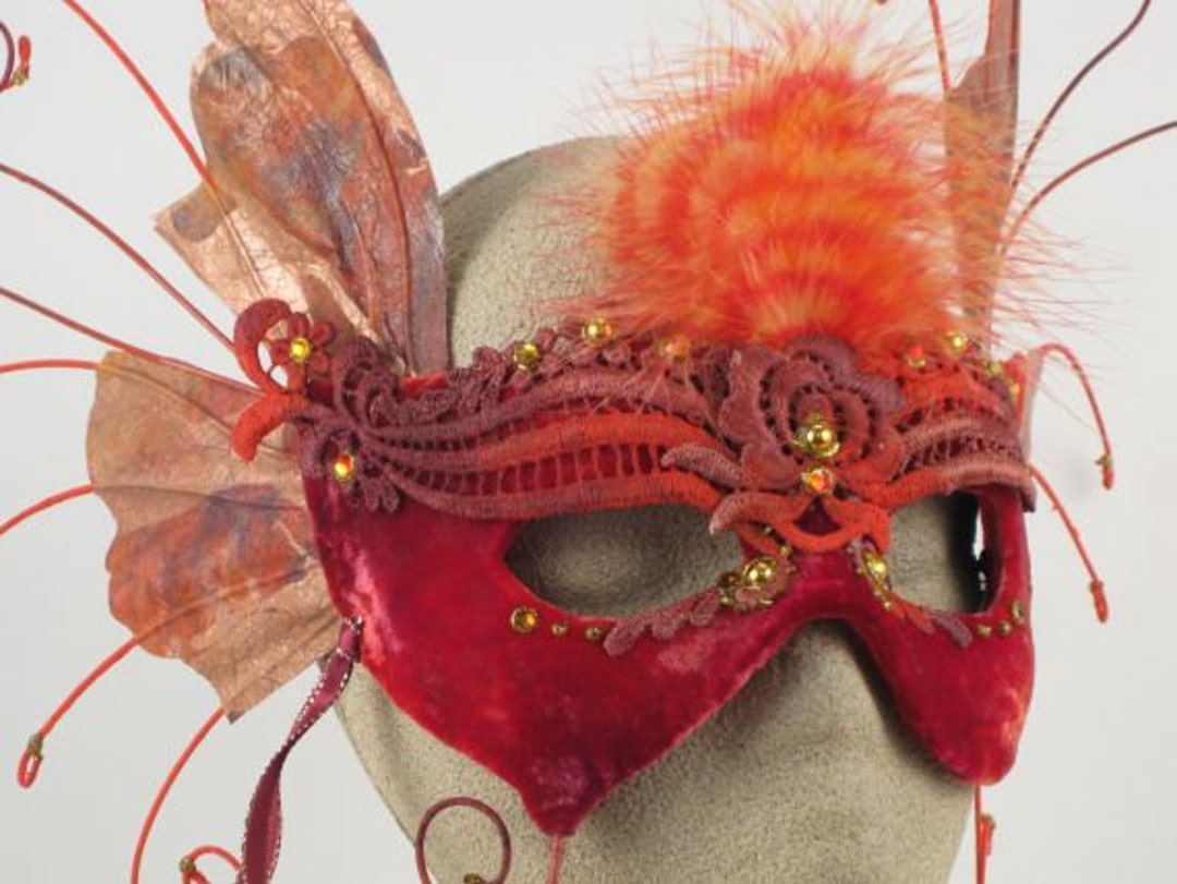 Red and Orange Masquerade Mask//masquerade Ball Mask//halloween ...