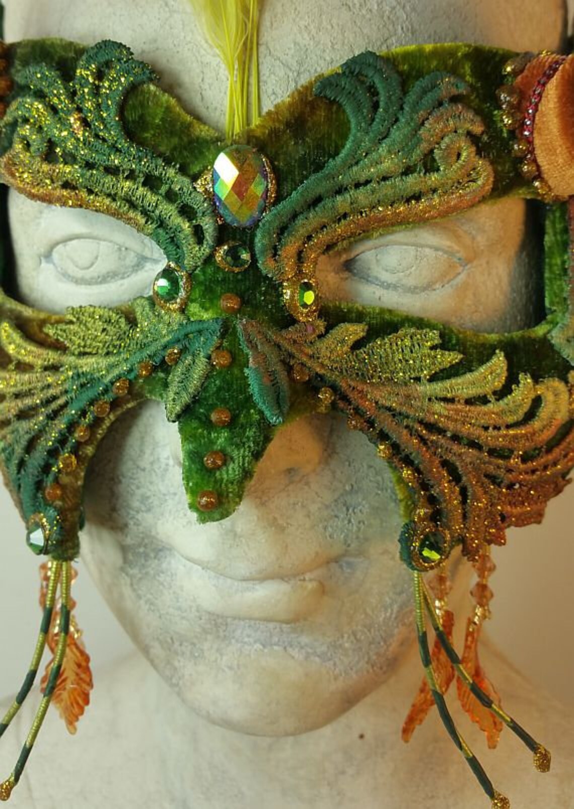 Green Costume Mask Horned Costume Mask Faerie Wing Mask - Etsy