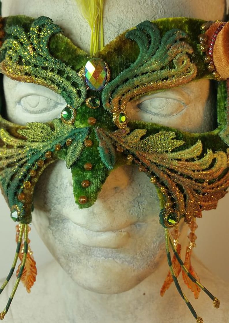 Green Costume Mask Horned Costume Mask Faerie Wing Mask - Etsy