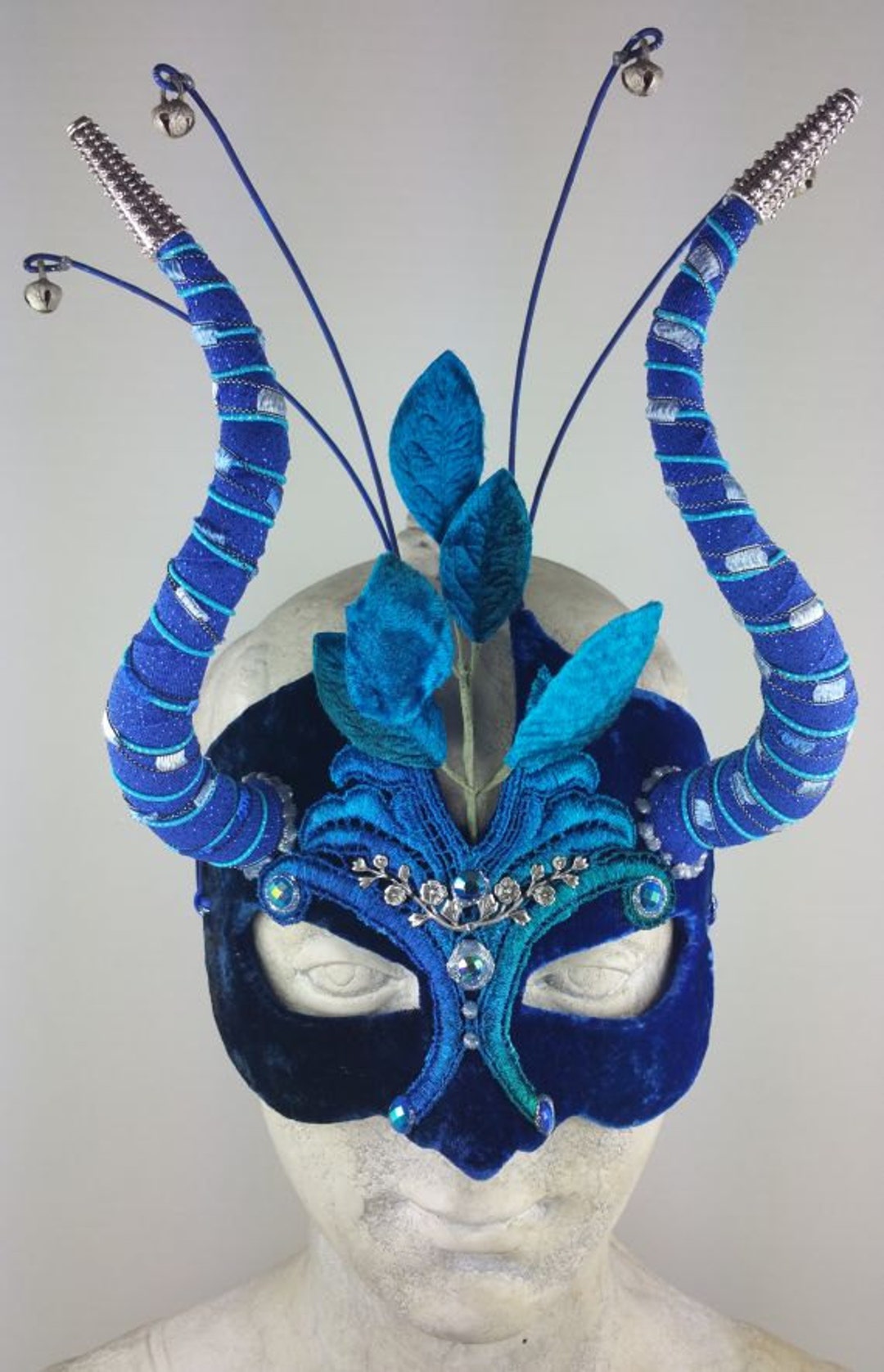 Blue Horned Masquerade Mask//masquerade Mask - Etsy