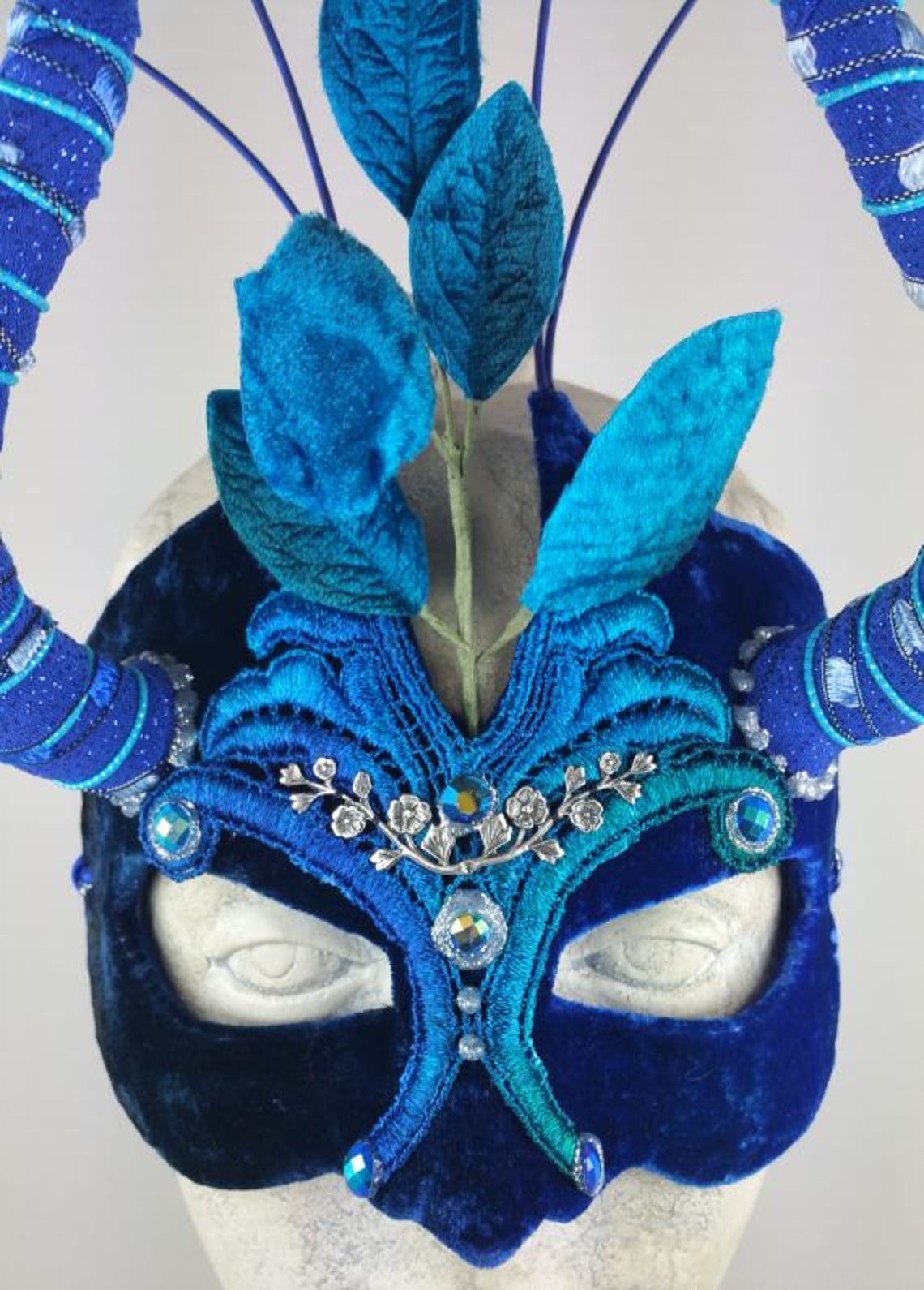 Blue Horned Masquerade Mask//Masquerade Mask | Etsy