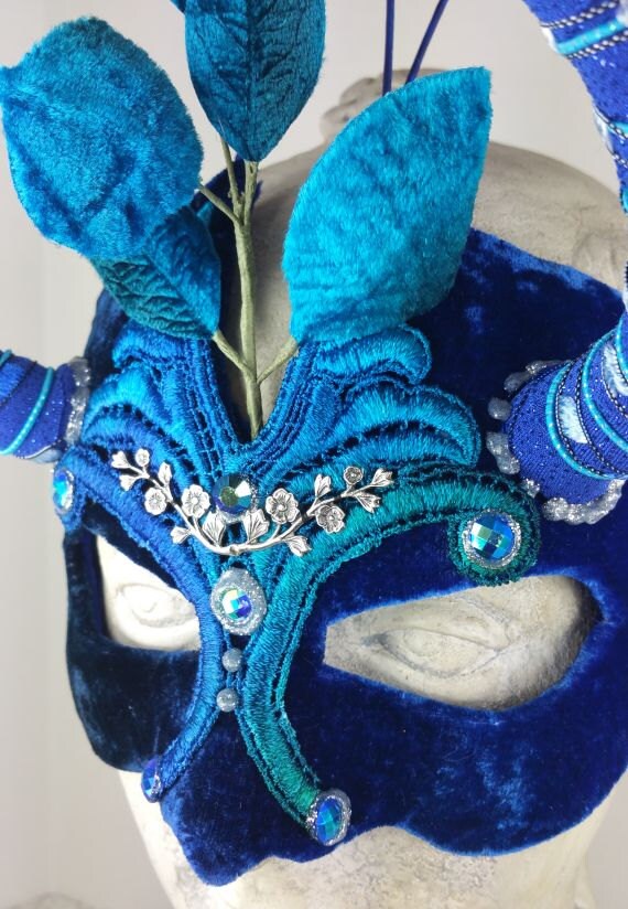 Blue Horned Masquerade Mask//Masquerade Mask | Etsy