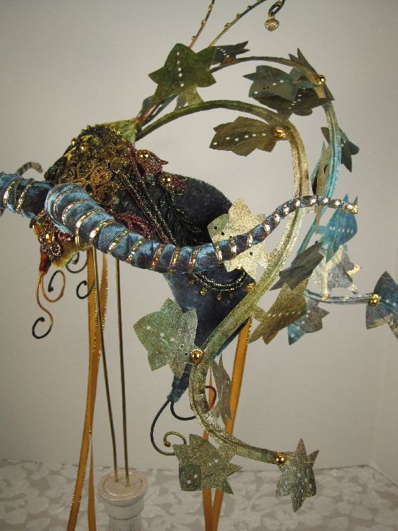 Green and Gold Horned Masquerade Headpiece With Wings// - Etsy