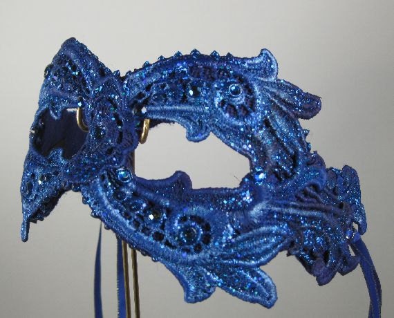 Blue All Lace Masquerade Mask - Etsy