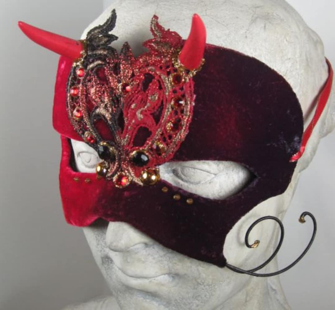 Red Devil Masquerade Mask//masquerade Ball Mask//mens Masquerade Mask ...