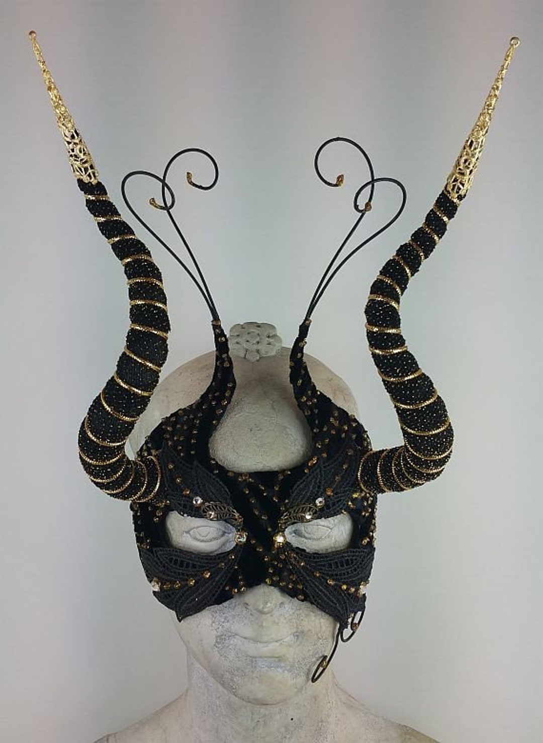 Masquerade Mask Horned//halloween Masquerade Mask//mardi Gras ...