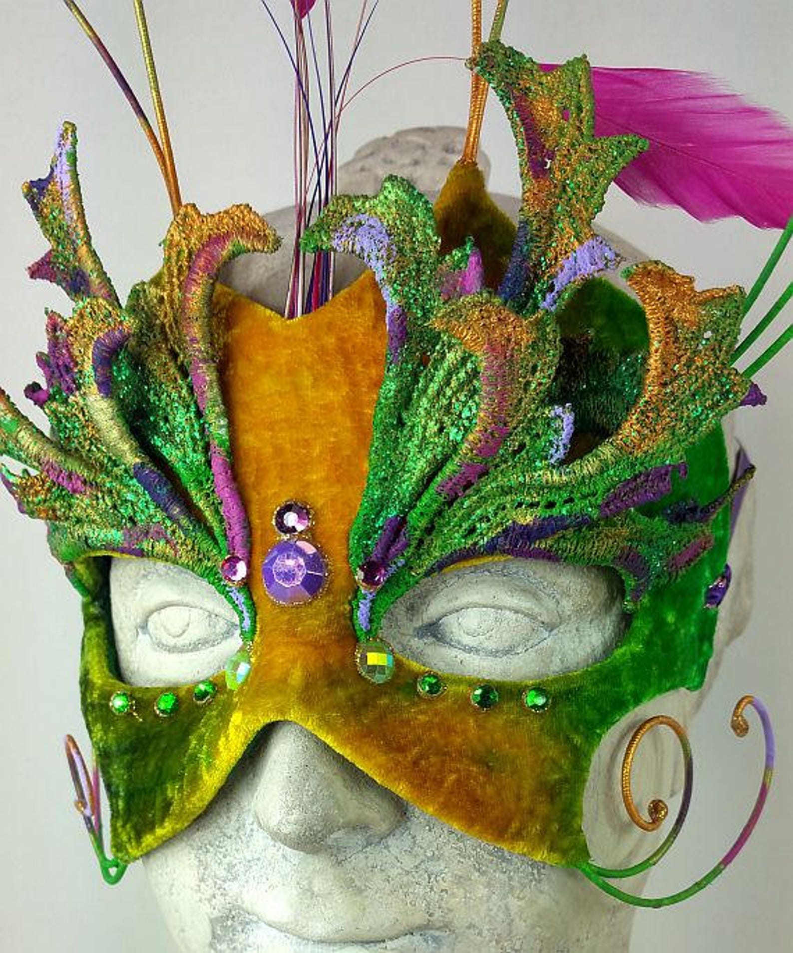Green Rainbow Leaf Faerie Masquerade Mask//masquerade | Etsy