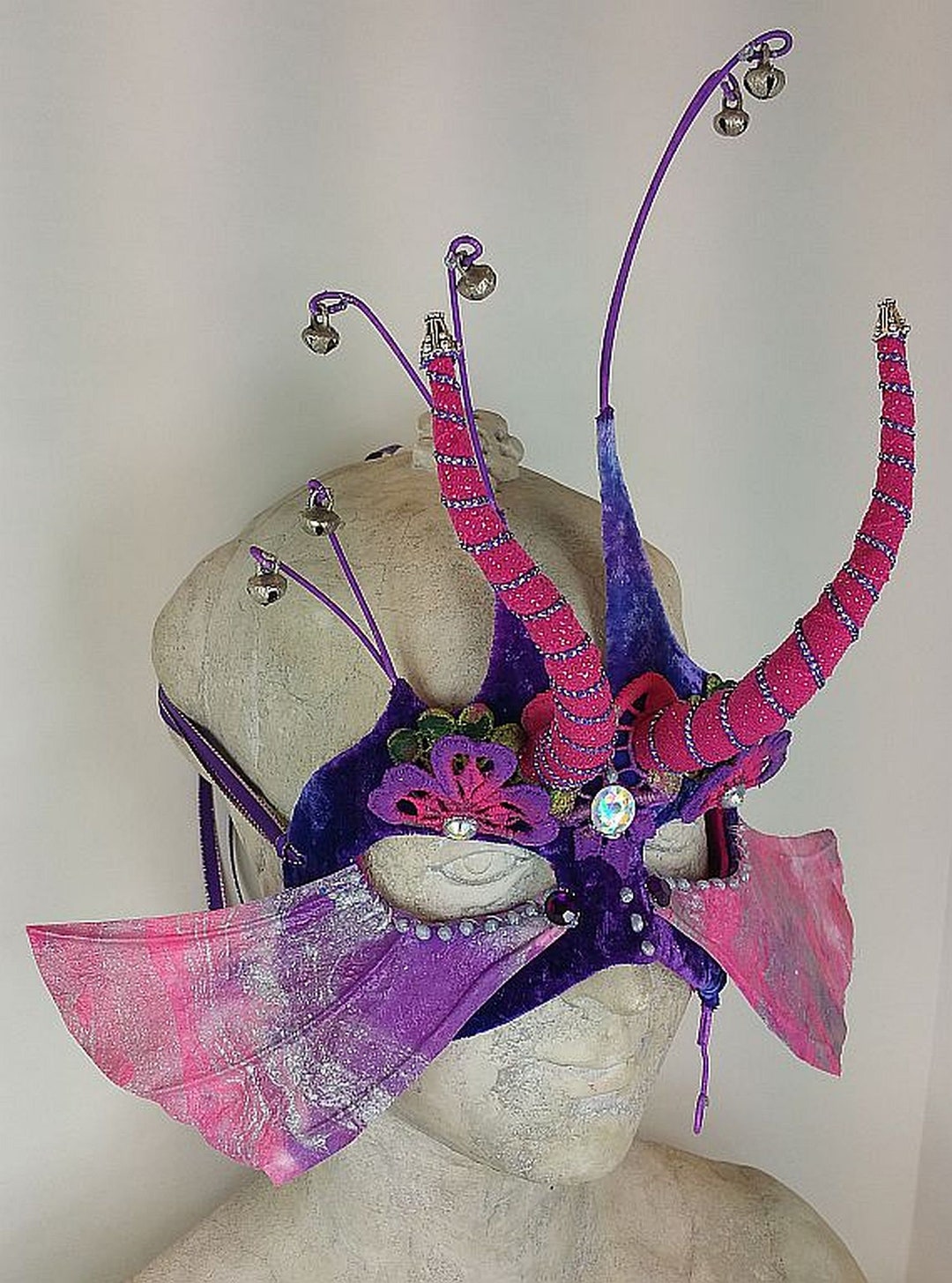 Pink Costume Mask, Purple Faerie Mask, Halloween Party Mask, Mardi Gras ...