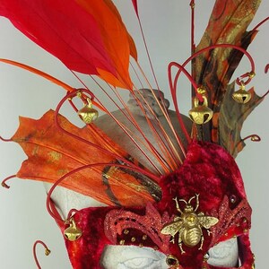 Red Wing Costume Mask, Orange Masquerade Mask, Bee Costume Mask, Velvet ...