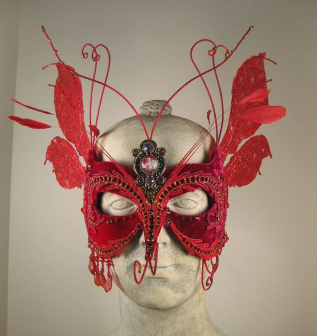 Red Faerie Masquerade Mask - Etsy