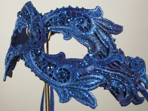Blue All Lace Masquerade Mask - Etsy