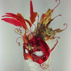 Red Wing Costume Mask, Orange Masquerade Mask, Bee Costume Mask, Velvet ...