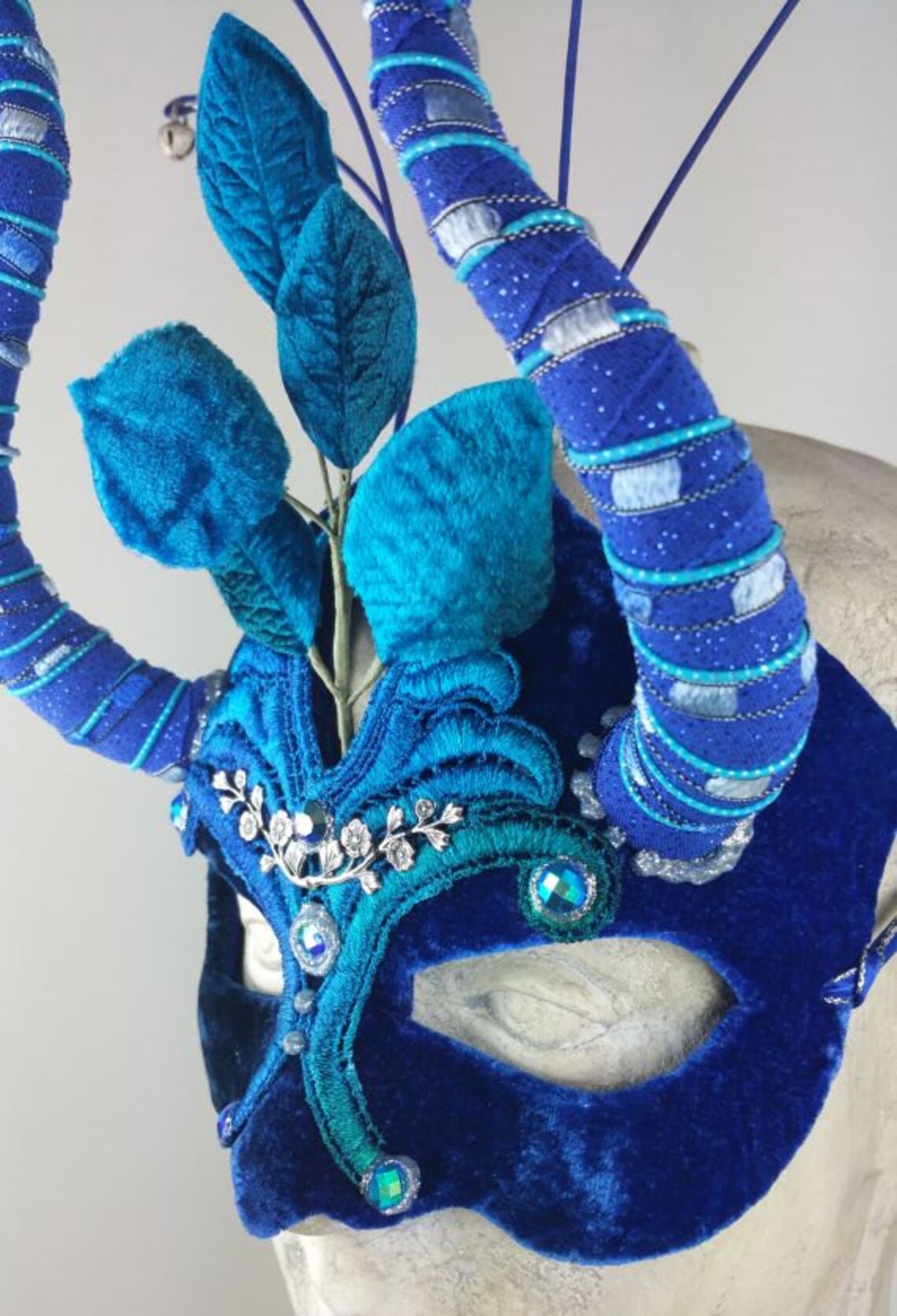 Blue Horned Masquerade Mask//Masquerade Mask | Etsy