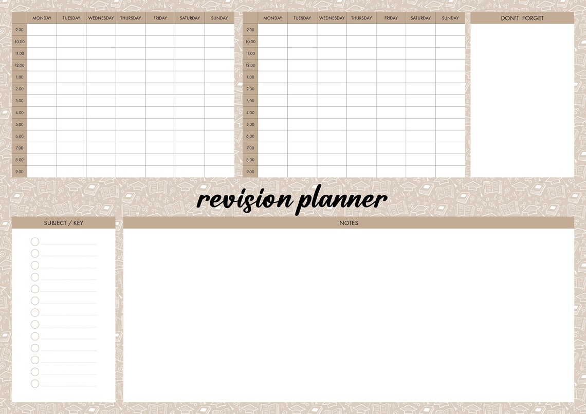 Printable PDF Revision Wall Planner A2 Landscape Revision Planner ...